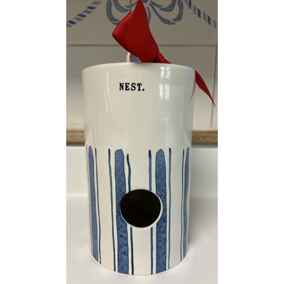 Rae Dunn | Accents | Rae Dunn Artisan Birdhouse Nest Cylinder Denim ...